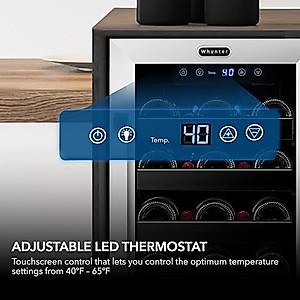 Whynter Stainless Steel BWR-308SB 15 inch Built Undercounter Wine Refrigerator with Reversible Door, Digital Control and Lock, 33-Bottle