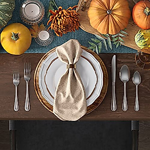 RiverRidge 10-162 Beaded 46 Piece Monogrammed Flatware Set, Letter R, No size, Silver