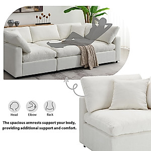 Cloud Modular Sectional Sofa, Convertible U-Shaped Sofa, 130 "Comfortable Sleeper Sofa, 6 Seater Chenille sectional Sofa Set with Ottoman, Suitable for Living Room Office Apartment (Beige)