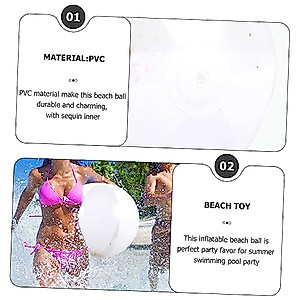 Kisangel 3pcs Glitter Beach Ball Summer Pool for Kids Mini Inflatable Pool Mini Pool for Kids Inflatable Glitter Beach Ball Pool Party Float Inflatable Toy Ball PVC Water Toy for Kids Flash