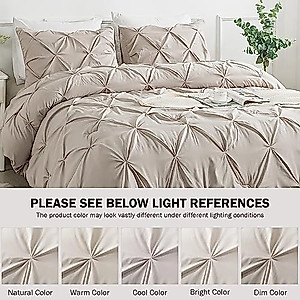 Andency California King Comforter Set Khaki (104x96Inch), Pinch Pleat Cal King Comforter Set 3 Pieces, Oversized King Pintuck Bed Comforter, Microfiber Down Alternative Comforter Bedding Set