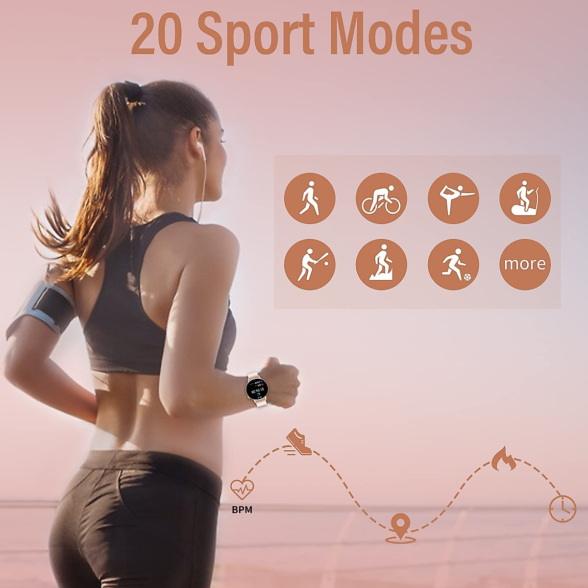 Smart Watches for Women (Make/Answer Call) 1.32" HD Display Fitness Watch with Sleep Blood Pressure Blood Oxygen Heart Rate Monitor, IP67 Waterproof Smart Watch for Android Phones & iOS(Gold)