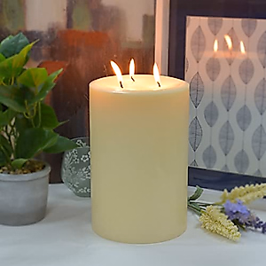 6 x 9 Inch Ivory Pillar Candle