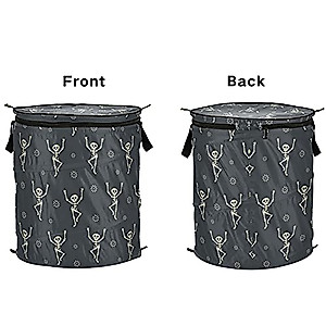 Dancing Skull Halloween Pop Up Laundry Hamper with Lid Foldable Storage Basket Collapsible Laundry Bag for Camping Hotel Dormitory
