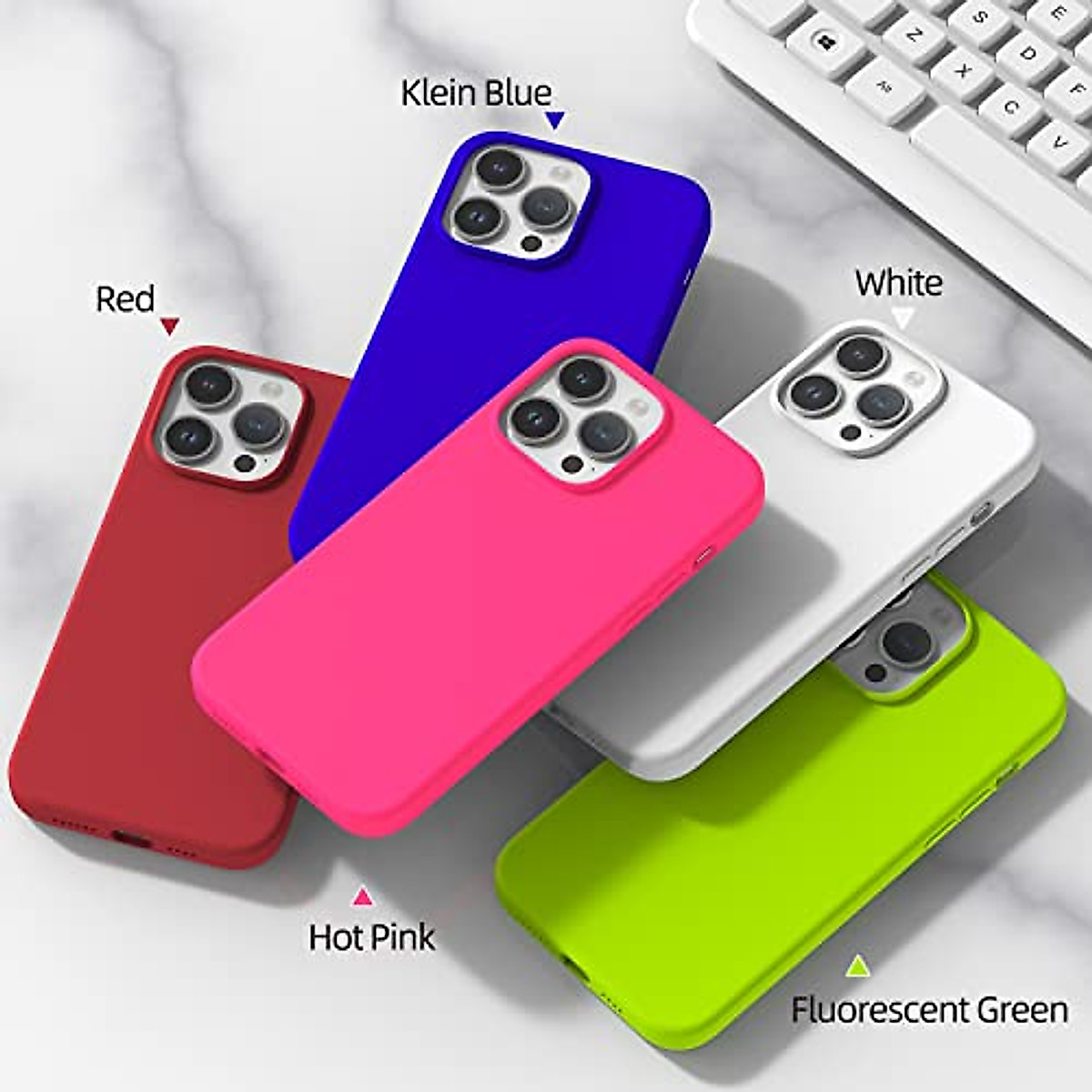 K TOMOTO Compatible with iPhone 14 Pro Max Case for Women, [Drop Protection] [Anti-Fingerprint] [Anti-Scratch] Shockproof Soft-Touch Silicone Phone Case for iPhone 14 Pro Max 6.7", Hot Pink