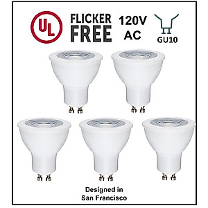 CBconcept UL-Listed GU10 LED Light Bulbs, 5-Pack, 6 Watt, 550 Lumen, Warm White 3000K, 50W Halogen Equivalent, 36°Beam Angle, 120 Volt,Not Dimmable,Recessed/Track Lighting | Designed in San Francisco
