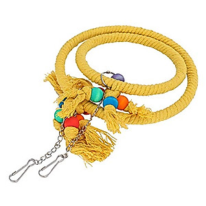 Bird Biting Toy Durable and Portable Ring Rope Swing Bird Toy, Parrot Hanging Ring, Resistance to Bite for Pet Parrot Parrotlet Budgie Cockateil Cockatoo(Yellow)