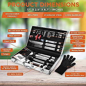 Commercial Chef Barbeque Grill Accessories for Outdoor Grill - Grilling Accessories - BBQ Grill Set - Grilling Gifts for Men - Birthday Gifts for Men - BBQ Smoker Accessories - BBQ Accessories - 25 PC