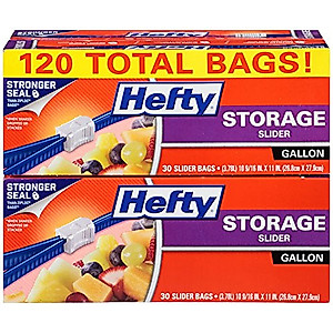 Hefty Slider Storage Bags, Gallon Size, 30 Count (Pack of 4), 120 Total