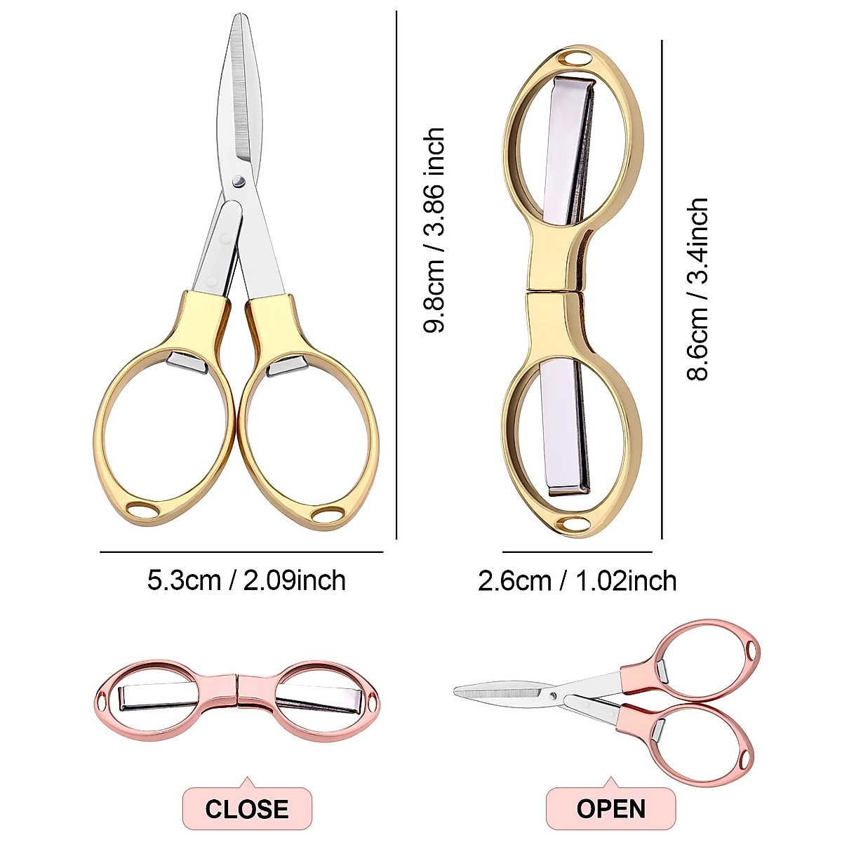 Stainless Steel Scissors Anti Rust Folding Scissors Glasses Shaped Mini Shear for Home and Travel Use (6)