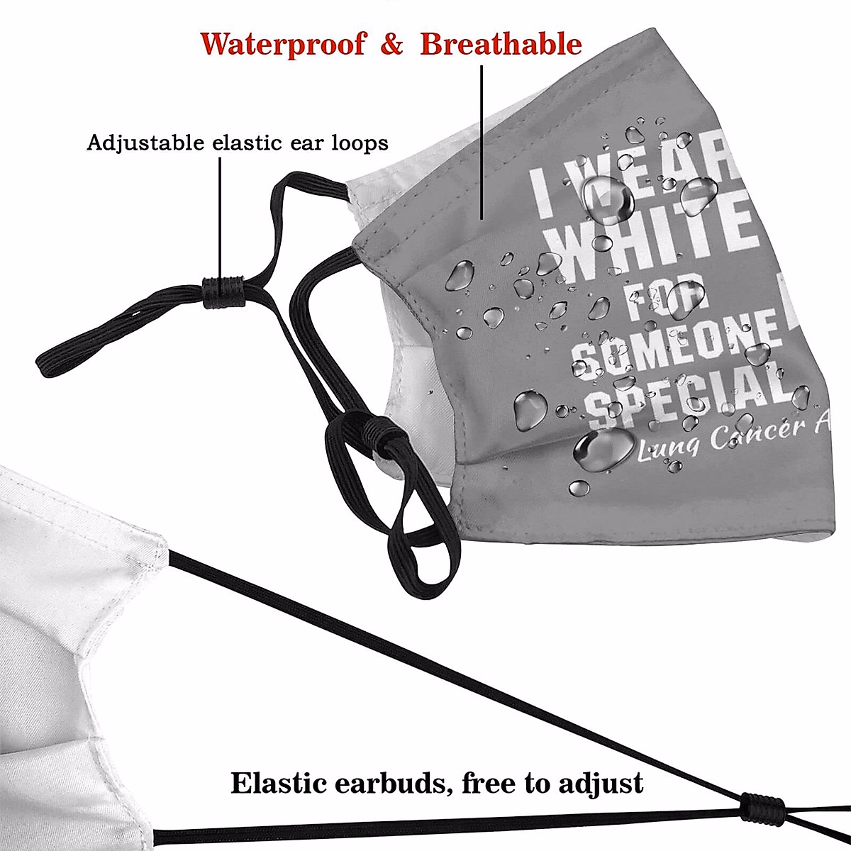 I Wear White for Someone Special Lung Cancer Awareness Mask Protect Respiratory System Breathe with Peace of Mind