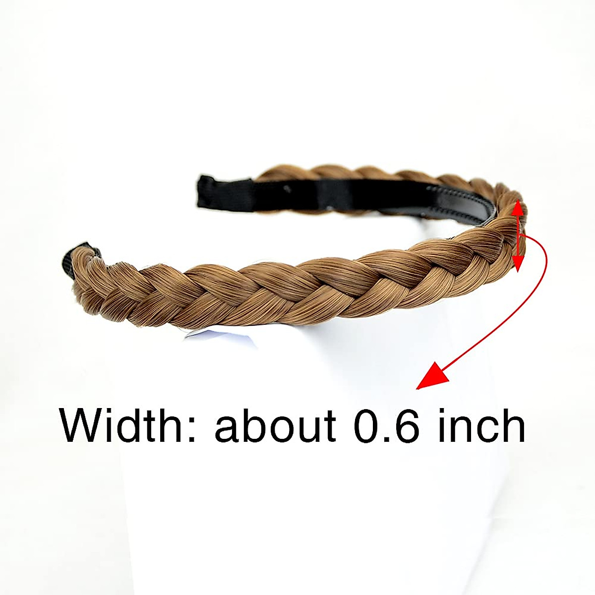 DIGUAN Headband Synthetic Hair Plaited Headband Braid Braided With Teeth Hair Band Accessories for Women Girl Wide 0.6 Inch (Dirty Blonde)