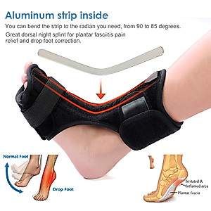 TOPINCN Ankle Brace, Foot Drop Night Splint Orthotics Fracture Sprain Injury Support Wrap Ankle Brace with Masssage