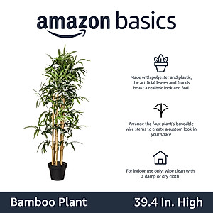 Amazon Basics Artificial Fake Palm Tree Plant with Plastic Planter Pot, 47-Inch