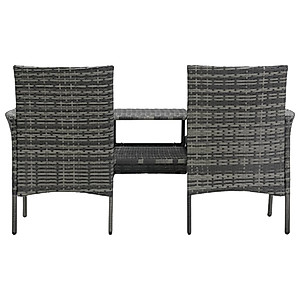AJSEOYBS Patio Furniture Set,Outdoor Furniture,Patio Conversation Sets for Backyard, Porch, Balcony, Poolside,2-Seater Patio Sofa with Tea Table Poly Rattan Anthracite