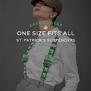 Man of Men St Patricks Day Suspenders Shot Glass Suspenders - St Patricks Day Accesories, Lucky Shot Glasses Suspenders with Clips