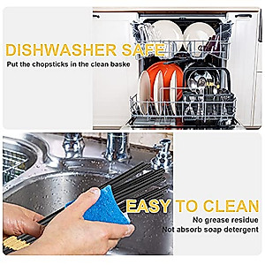 10 Pairs Reusable Chopsticks Dishwasher Safe,9.5 Inch Fiberglass Chopsticks Set, Japanese Chinese Korean Chopsticks for Food, Non-Slip, Easy to Use (Black Chopsticks)