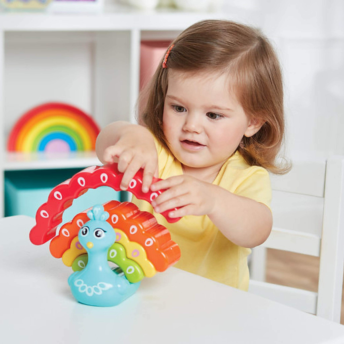Kidoozie Rainbow Peacock Stacker, Many Ways to Stack, Colorful and Engaging Play, Easy to Grasp, for Ages 12 Months and Up, Multi (G02657)