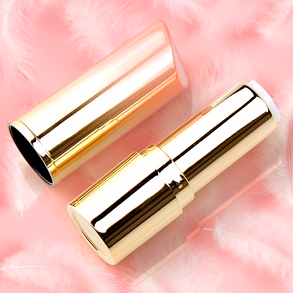 inheming 5 Pieces Empty Lipstick Tubes, 3.5g Gradient Pink Lipstick Tubes, Refillable DIY Lip Balm Tube Containers, Lip Stick Lip Balm Sample Tubes Vials