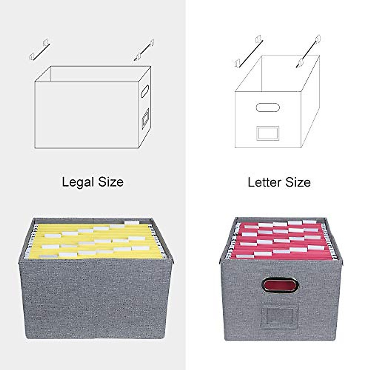 ATBAY File Storage Box Collapsible Large Capacity Office File Organizer for Letter/Legal Size Hanging File Folder Box, Gray 1Pack