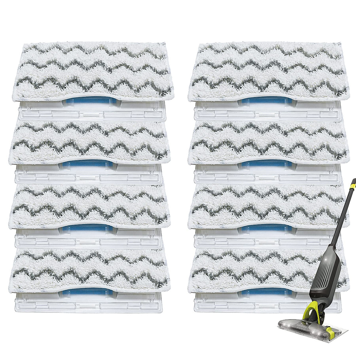 klaqian Reusable Mop Pad Refills for Shark VACMOP VM252 VM250 VM205 VM200 VM190 VC205 QM250, Vacuum Mop Pad Refills(8 Packs)