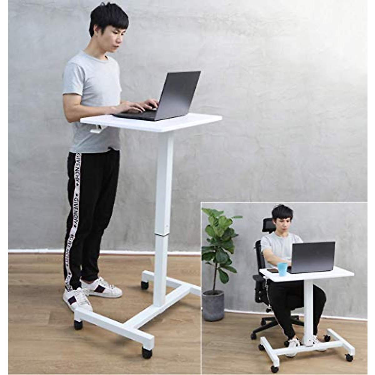 COTCLO Learn Office Computer Table Home Standing Automatic Pneumatic Adjustable Lifting Sofa Bed Lazy Mobile Office Computer Desk Speech Table
