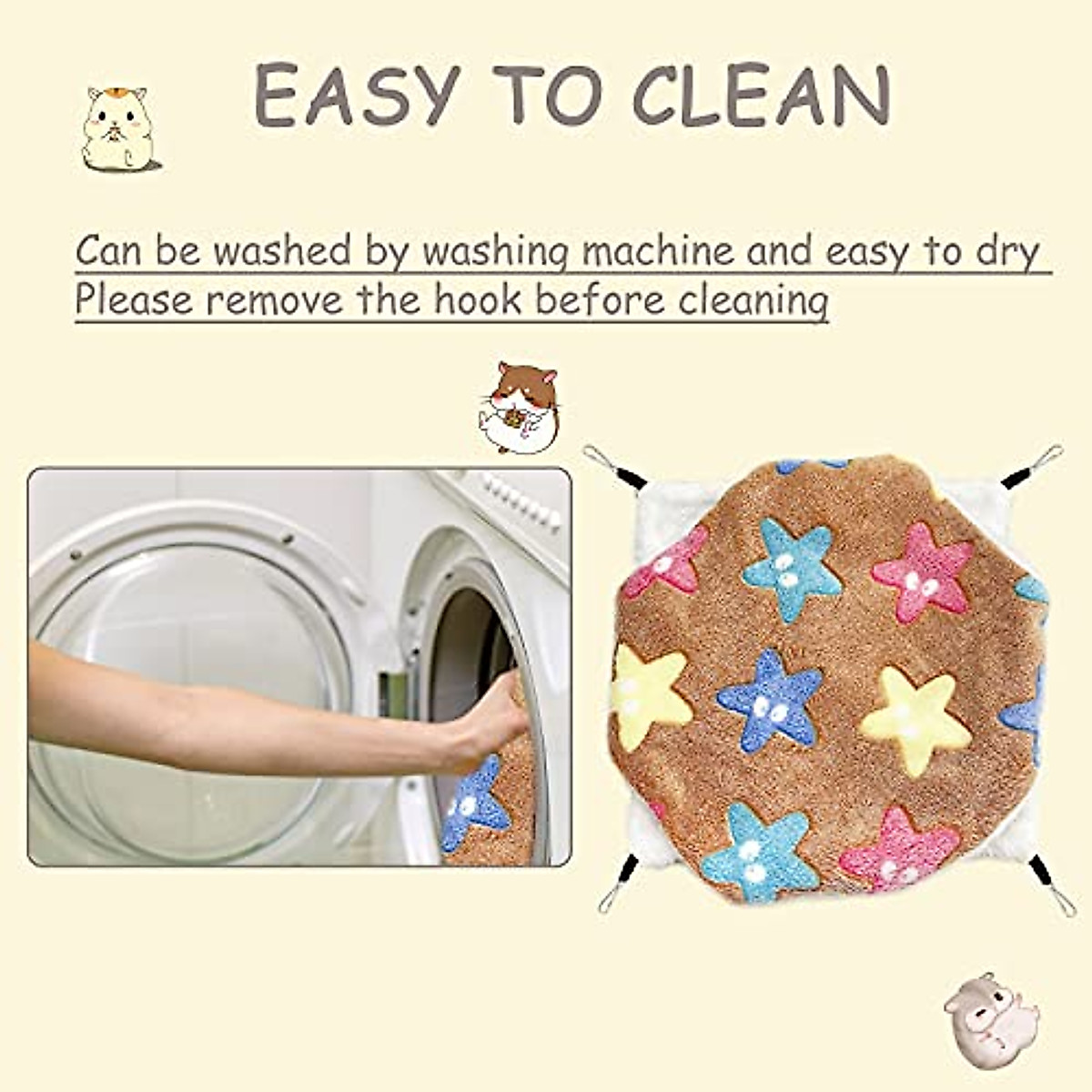 BISOZER 3 Pieces Small Pet Cage Hammock Set, Small Animals Cage Hammock Hanging Tunnel Rat House Sugar Glider Cage Accessories Set for Ferret Hamster Rat Toys Playing Sleeping (g)