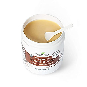 Plant Therapy Organic Cocoa Butter Raw, Unrefined USDA Certified, 16 oz Jar For Body, Face & Hair 100% Pure, Natural Moisturizer For Dry, Cracked Skin, Best for DIY Beauty Products