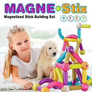 Contixo Kids Magnet Toys - ST1 150 PCs Magnetic Tiles, 3D Building Blocks, STEM Construction Creativity, Imagination, Recreational, Educational Block for Children Toddler Kids Ages 4-8