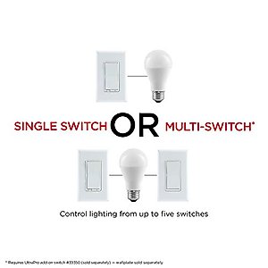 UltraPro Z-Wave Smart Rocker Light Switch with QuickFit and SimpleWire, 3-Way Ready, Works with Alexa, Google Assistant, ZWave Hub Required, Repeater/Range Extender, White Paddle Only, 4-Pack, 54891