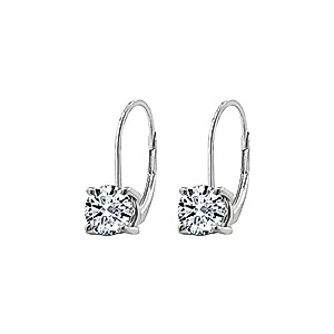 Amazon Essentials Platinum Plated Sterling Silver Lever back Earrings set with Round Infinite Elements Cubic Zirconia (1 cttw) (previously Amazon Collection)