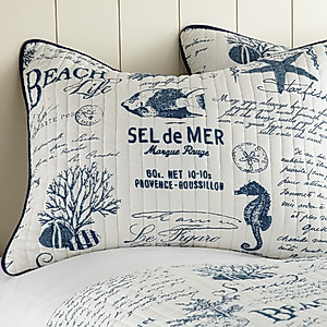 Levtex Home Beach Life King Cotton Quilt Set Navy Coastal