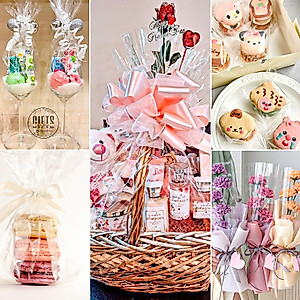 Vanhench Clear Cellophane Wrap, 16" x 100' 3Mil Thick Cellophane Wrap Roll for Gift Basket Treats Goodie Bouquet Flower Wrapping, Clear Plastic Wrap for Gifts Table Covering Packing Supplies