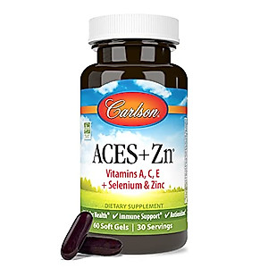 Carlson - ACES + Zn, Vitamins A, C, E + Selenium & Zinc, Cellular Health & Immune Support, Antioxidant, 60 Softgels