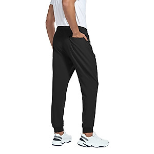 GAXIDES Mens Workout Pants with Pockets Mens Joggers Sweatpants Water Resistant Athletic Track Pants Jogging for Men Gym Running Hiking Travel Black M/28
