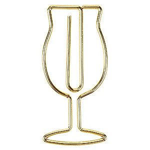 10pcs Gold Paper Clips, Electroplating Metal Goblet Shaped Paper Clip Funny Stationery Bookmark Marking Clip Works as Paper Clips, File Clips, Bookmarks