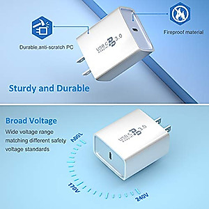 USB C Charger, Pofesun 3Pack 20W PD Fast Charger Block USB-C Wall Charger Power Adapter Compatible with iPhone 14/14 Plus 13 12 11 Pro Max,iPad Mini/Pro,AirPods Pro, Samsung Galaxy S22 S21 S20-White