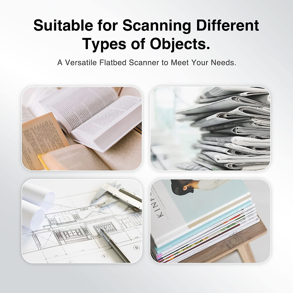 Plustek A3 Large Format Flatbed Scanner OS 1180 : 11.7x17 scan Size for Blueprints and Document. Design for Library, School and Soho. A3 scan for 8 sec, Support Mac and PC