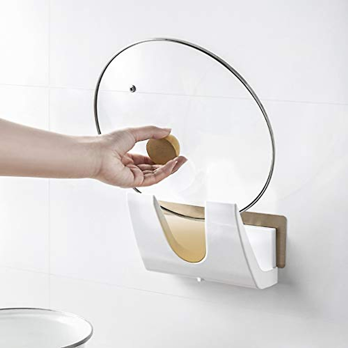 DRNKS Lid Rack Kitchen Suction Cup Wall-mounted Non-perforated Cutting Board Rack Cutting Board Rack Storage Shelf Artifact Applicable to kitchen stove