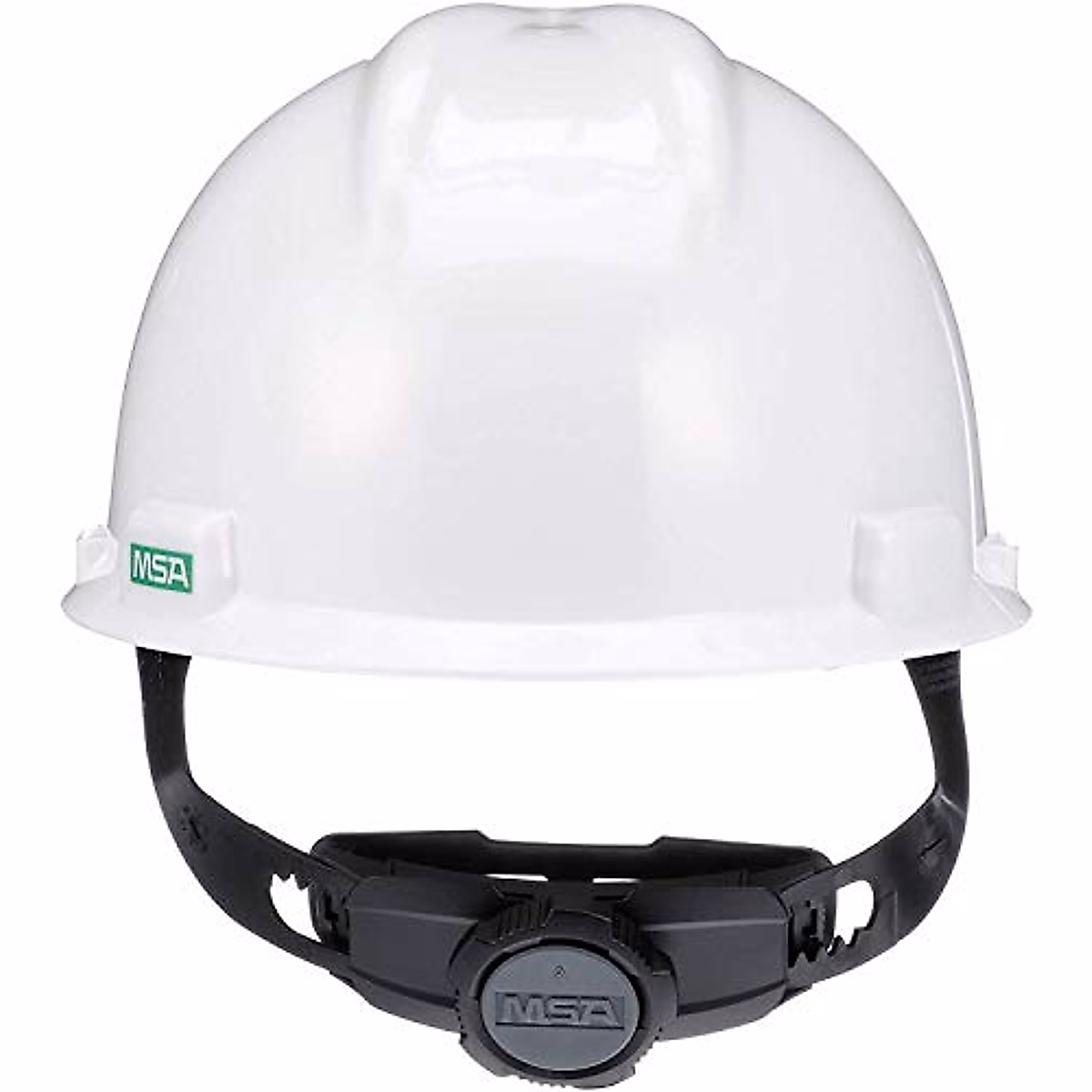 MSA 475358 V-Gard Cap Style Safety Hard Hat With Fas-Trac III Ratchet Suspension | Polyethylene Shell, Superior Impact Protection, Self Adjusting Crown-Straps - Standard Size in White