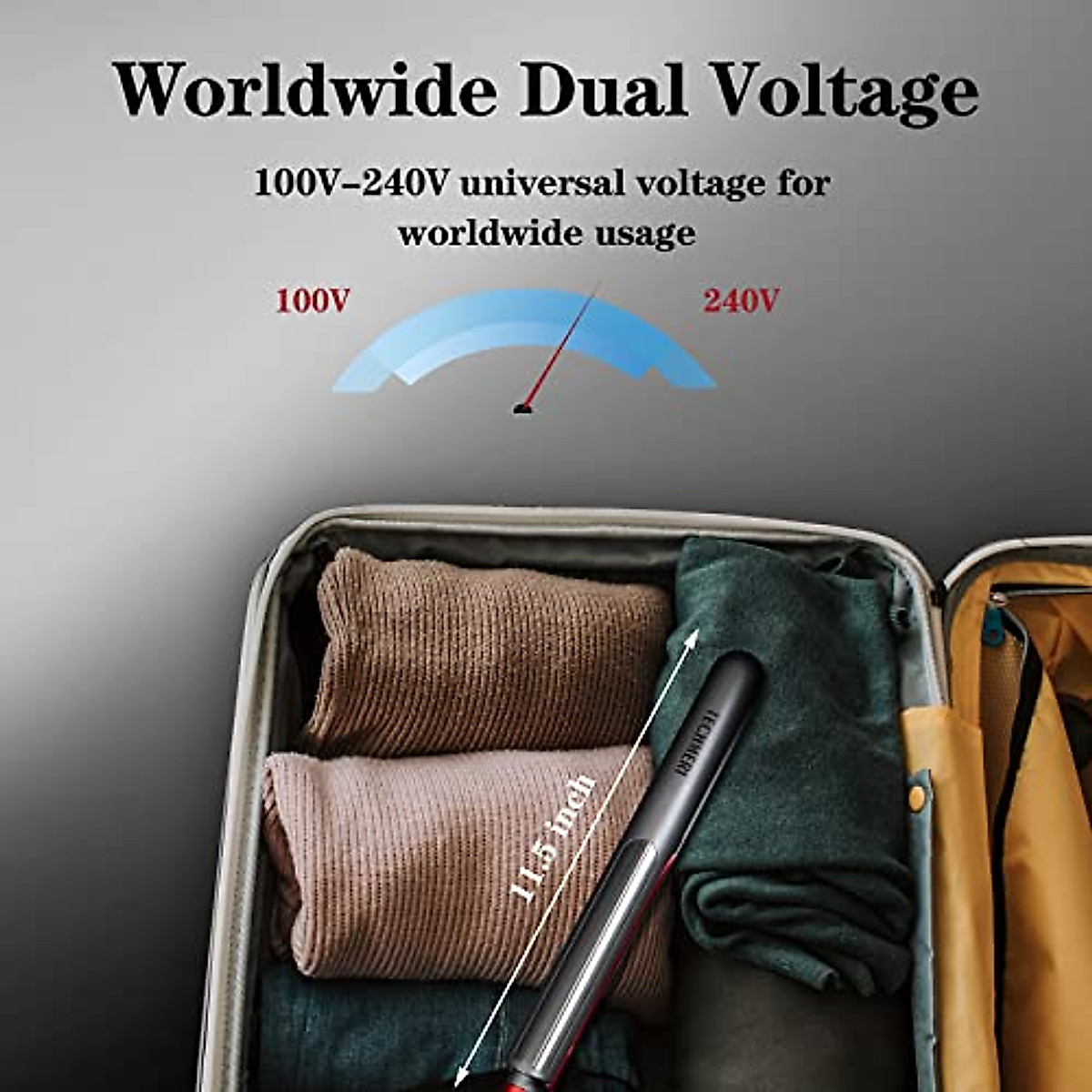 TECHMERI Hair Straightener and Curler 2 in 1, Flat Iron Hair Straightener with 5 Temp, Titanium Flat Iron with Dual Voltage, Temperature Memory