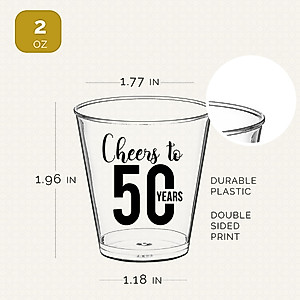 Cheers To 50 years Shot Glasses 100 PCS – 50th Birthday Shot Glasses Disposable 2oz, 50th Birthday Decorations For Men, 50th Birthday Cups Plastic, Perfect For 50th Birthday Party Favors