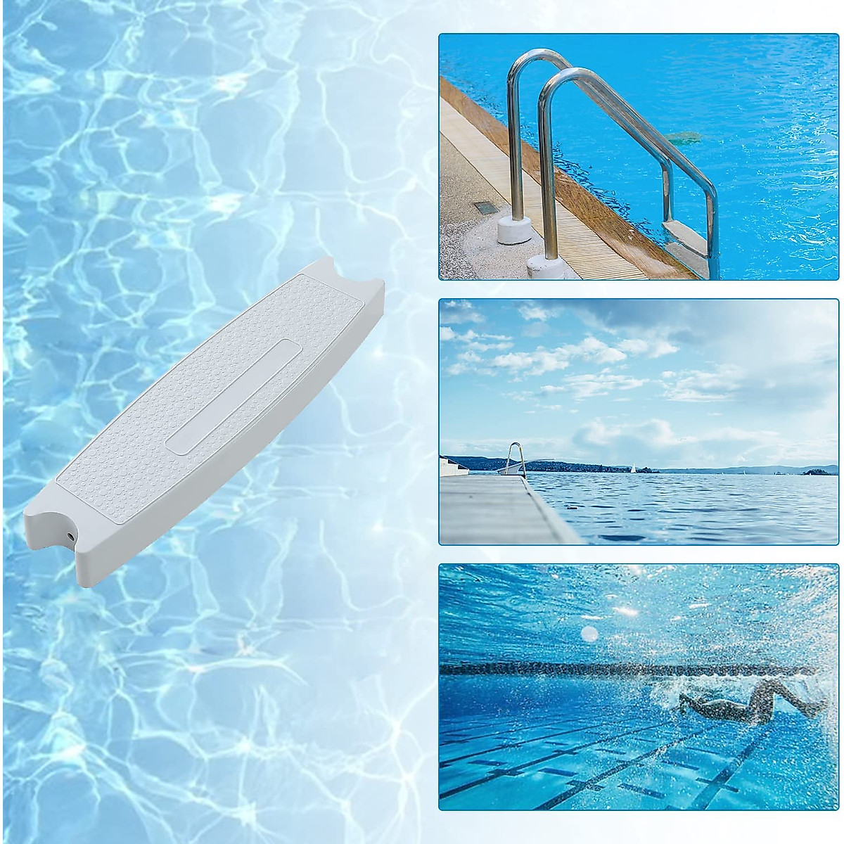 HECASA (1-Pack) 18" Universal Pool Ladder Steps Replacement, Heavy-Duty Molded Plastic Swimming Pool Ladder Rung Step