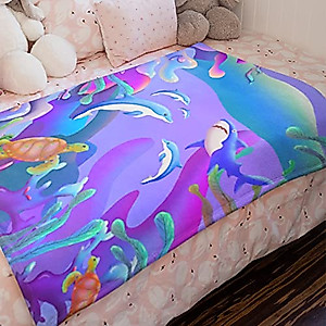 LFMU Dolphin Fleece Blanket for Bed - 50" X 60" Dolphin Fleece Throw Blanket for Women, Men and Kids, Dolphin Gifts Super Soft Plush Dolphin Blanket