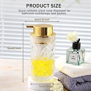 LEICURACE Glass Foaming Hand Soap Dispenser,Foaming Soap Dispenser for Bathroom,Clear Soap Dispenser with Pump (Sun Patteren)