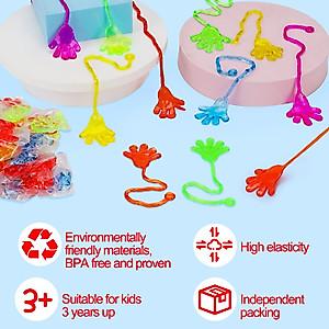 100PCS Glitter Sticky Hands Party Favors for Kids Birthday Supplies Halloween Goodie Bag Stuffers Classroom Treasure Box Carnival Prizes Bulk Treat Gift Trinkets Pinata Filler Stuff Mini Stretchy Toys