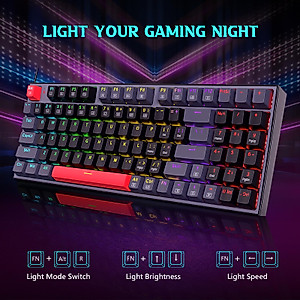 Redragon Mechanical Gaming Keyboard, Wired Mechanical Keyboard with 94 Keys, Programmable Macro Editing, Numeric Pad, Red Switches, Compact Keyboard Mechanical for Pc Mac Ipad, Black Gray