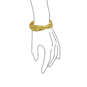 Bling Jewelry Omega Snake Cobra Wide Bangle Twisted Bracelet Bands Set Interlocking Flexible Stretch Bracelets for Women Yellow Gold Plated Stainless Steel Fits 8 to 8.5 inches Wrist