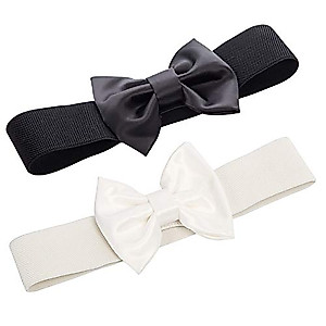 GRACE KARIN 2 Pieces Stretch Retro Waistband for Women Girl Costume Accessory(XL, Black + White)