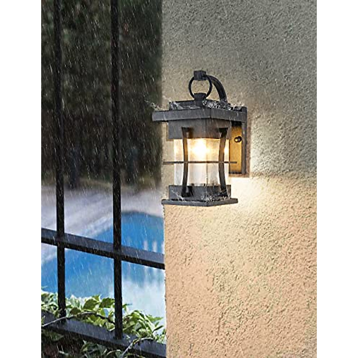 Delicavy Outdoor Wall Lanterns Small IP65 Waterproof Outdoor Wall Sconce Black Metal with Clear Seeded Glass Exterior Light fixtures Outside Wall Mount for Garage Driveway Patio Porch Lighting, Black